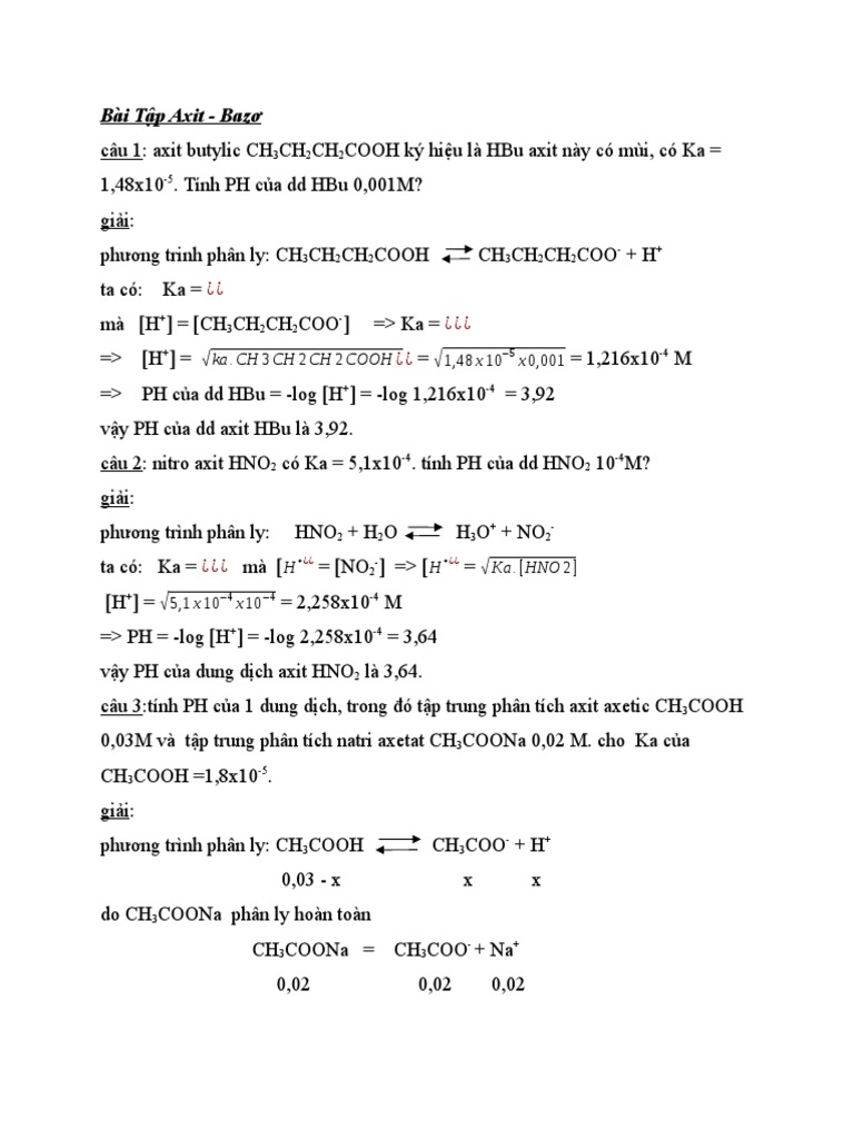 Bài Tập Axit- Bazo | PDF