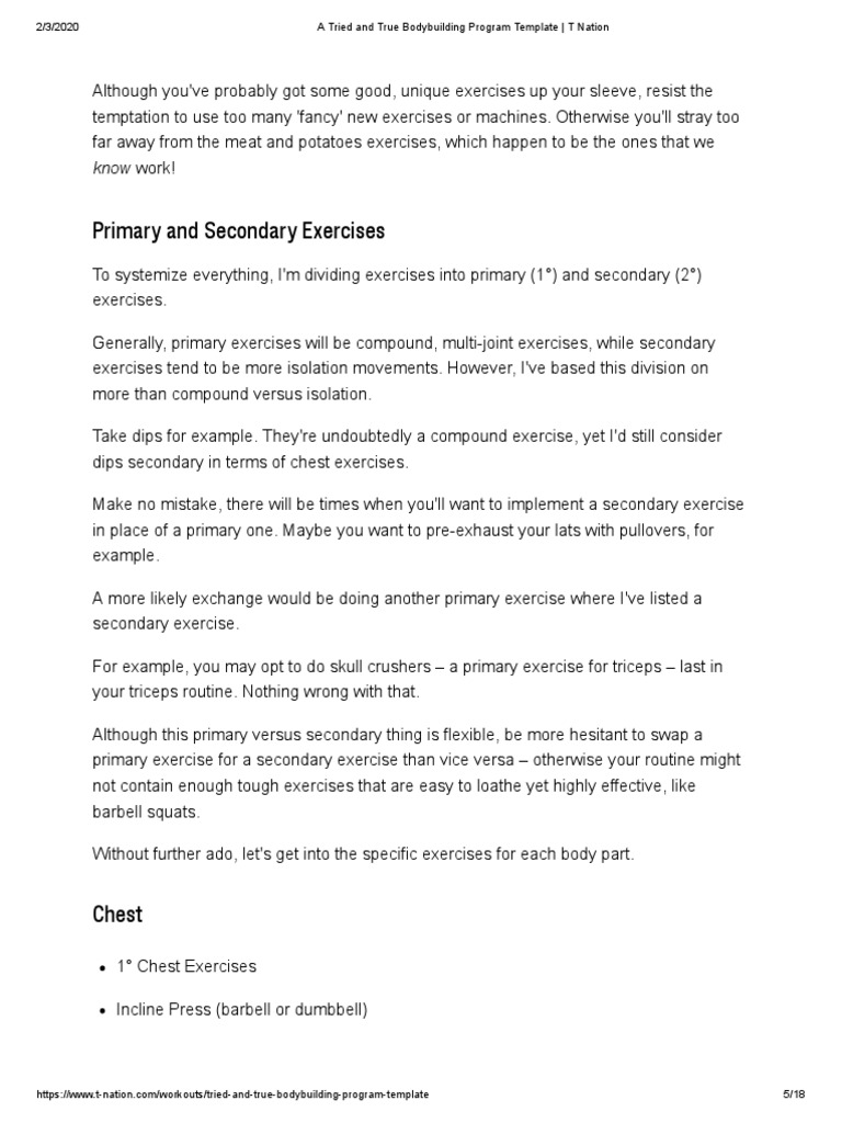 A Tried and True Bodybuilding Program Template - T Nation | PDF ...