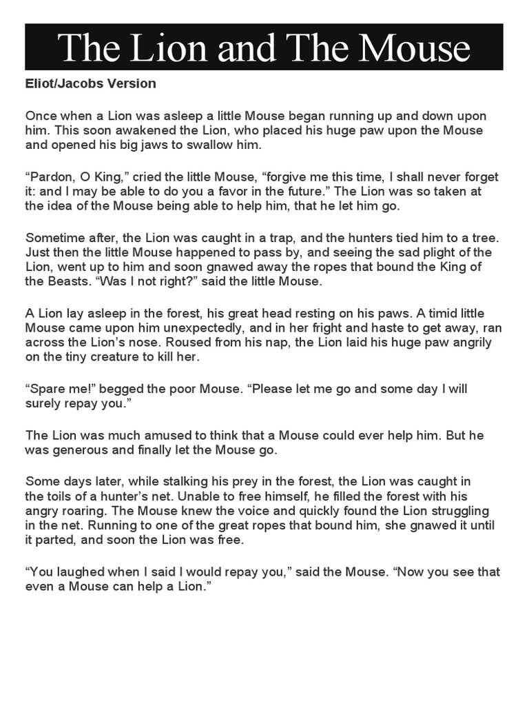 The Lion and The Mouse | PDF