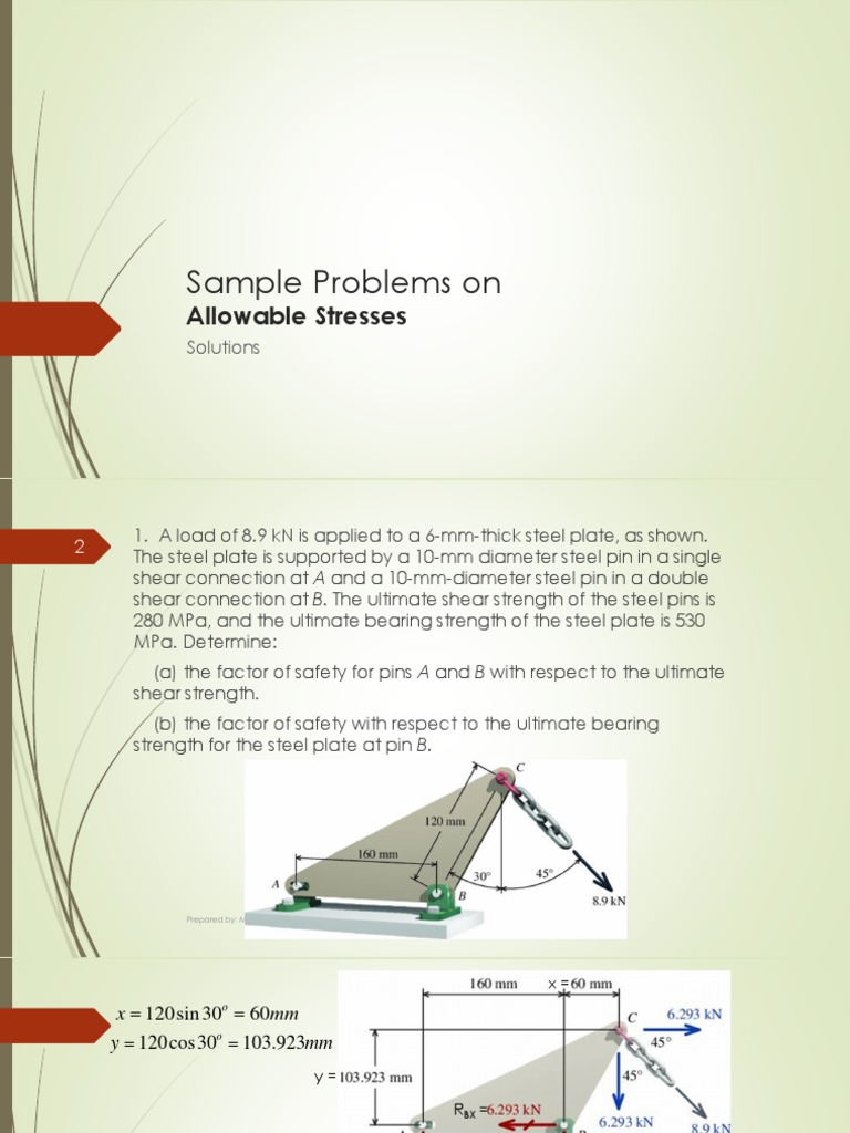 Solutions - Allowable Stresses | PDF | Stress (Mechanics) | Mechanical ...