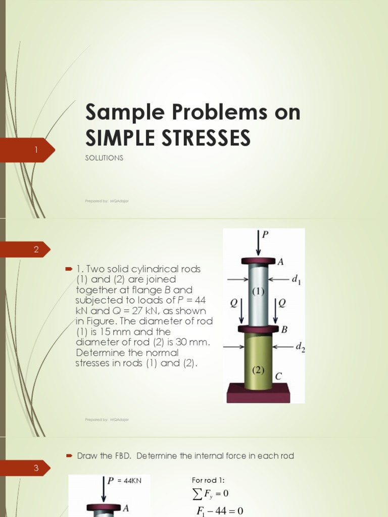 Solutions - Simple Stresses | PDF | Stress (Mechanics) | Continuum ...