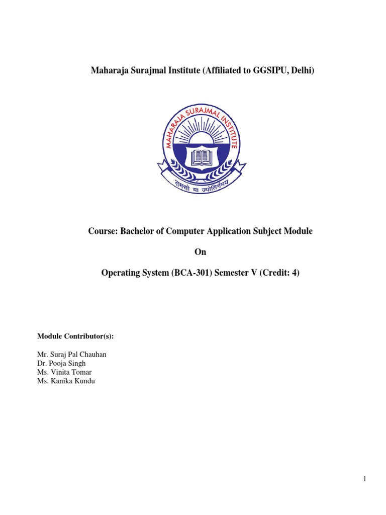 Operating System Concepts for BCA Students | PDF | Operating System ...