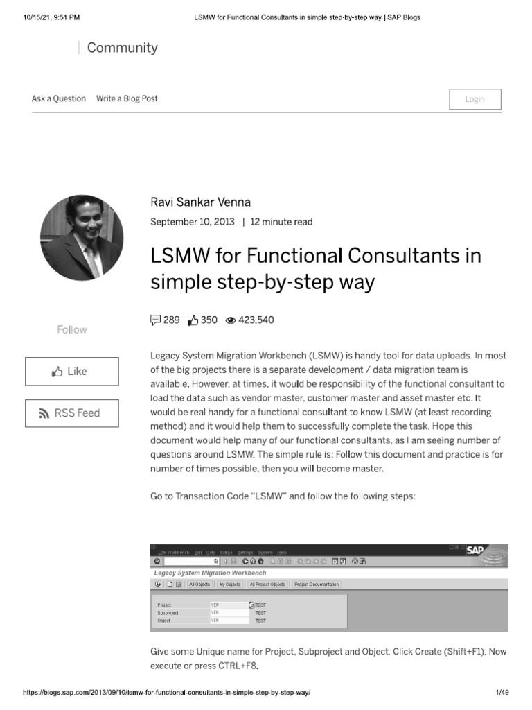 LSMW For Functional Consultants in Simple Step-By-Step Way - SAP Blogs | PDF