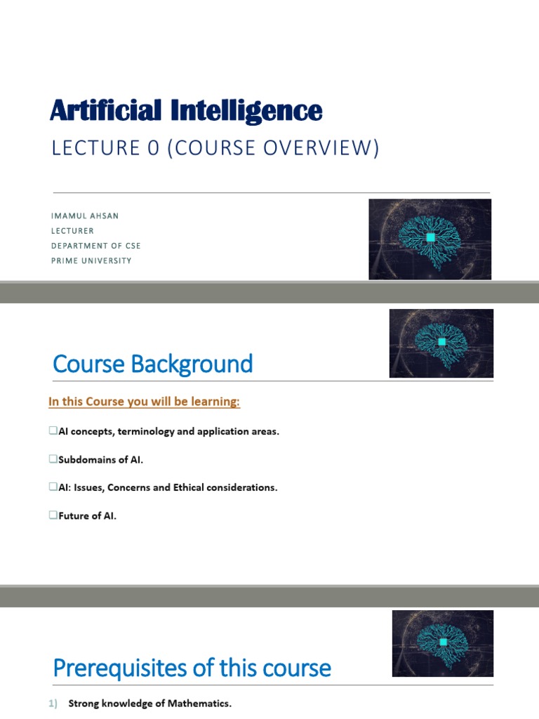 Artificial Intelligence - Course Overview | PDF | Artificial ...