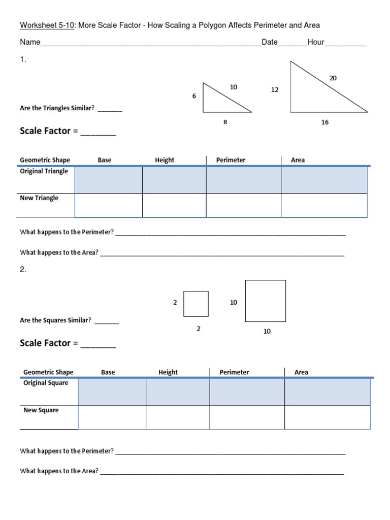Scale Factor Effects on Area and Perimeter | PDF | Area | Mathematics