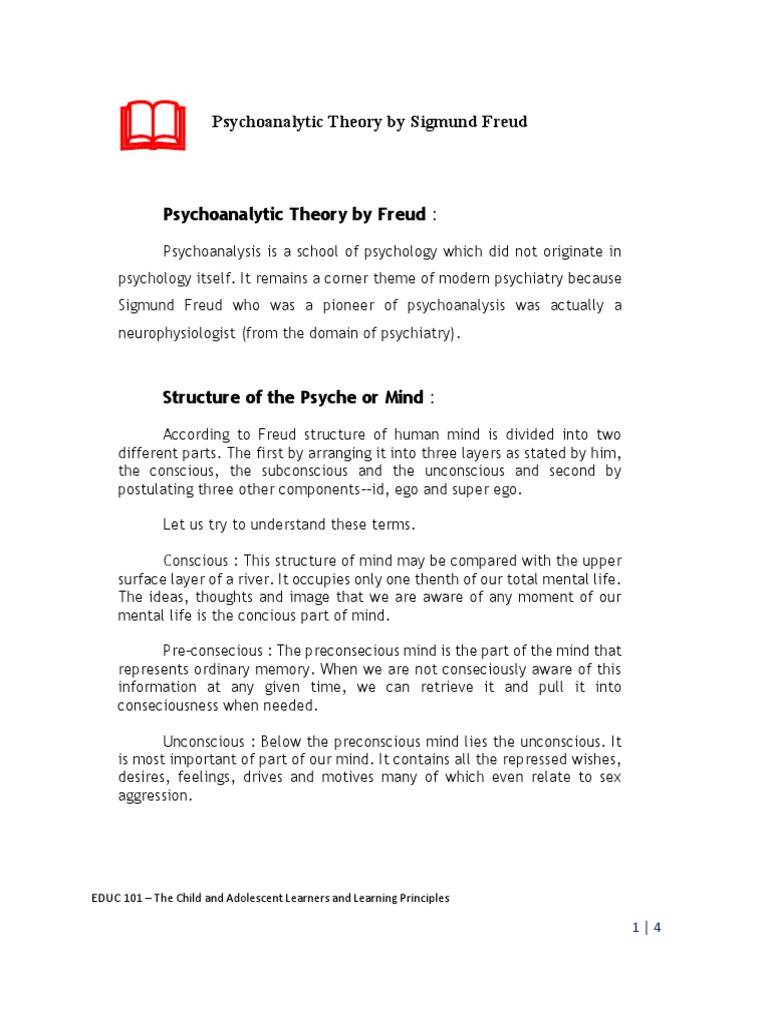Psychoanalytic Theory by Freud | PDF | Id | Unconscious Mind