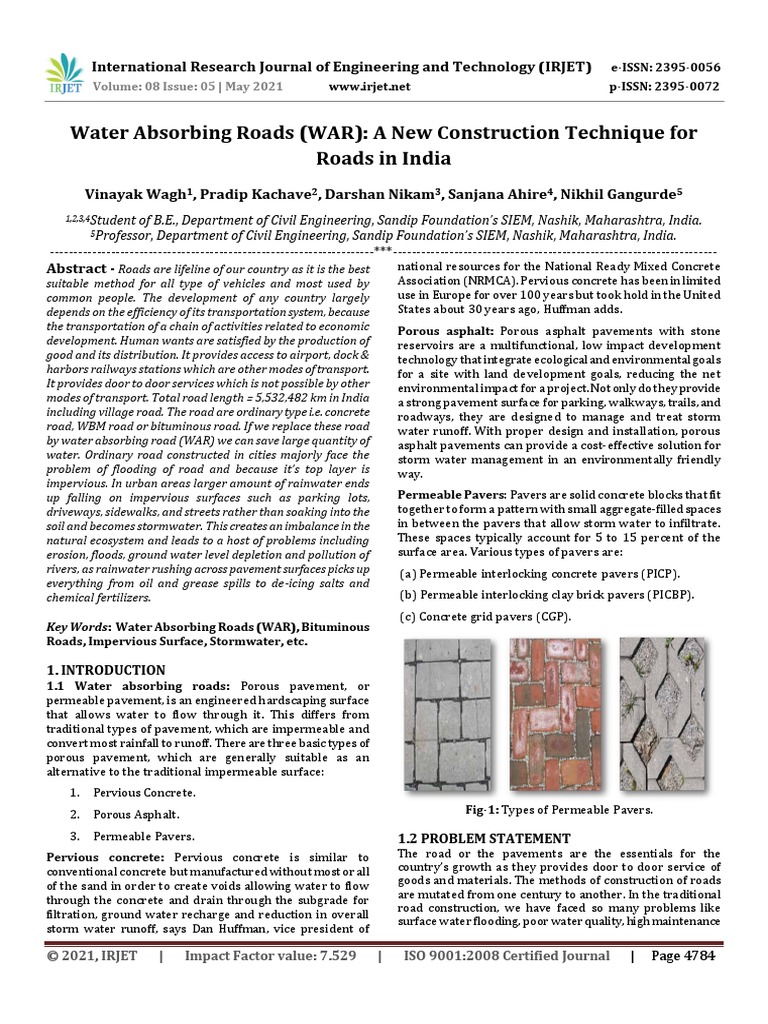 Water Absorbing Roads (WAR) : A New Construction Technique For Roads in ...