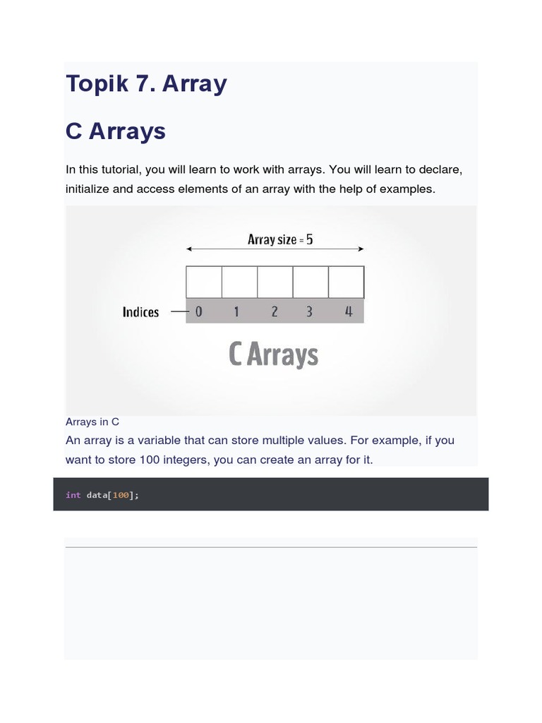 Topik 7 Array Baru | PDF | Array Data Structure | Data Type