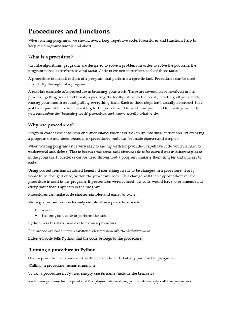 Procedures and Functions | Download Free PDF | Subroutine | Scope (Computer Science)