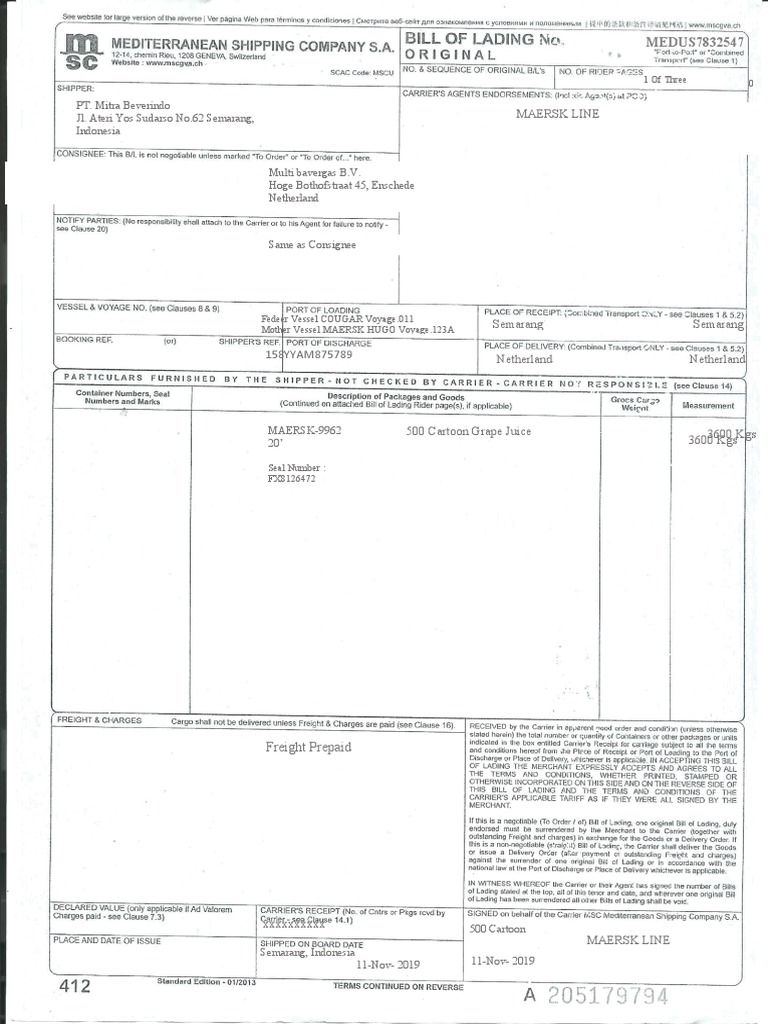 Form BL Original | PDF