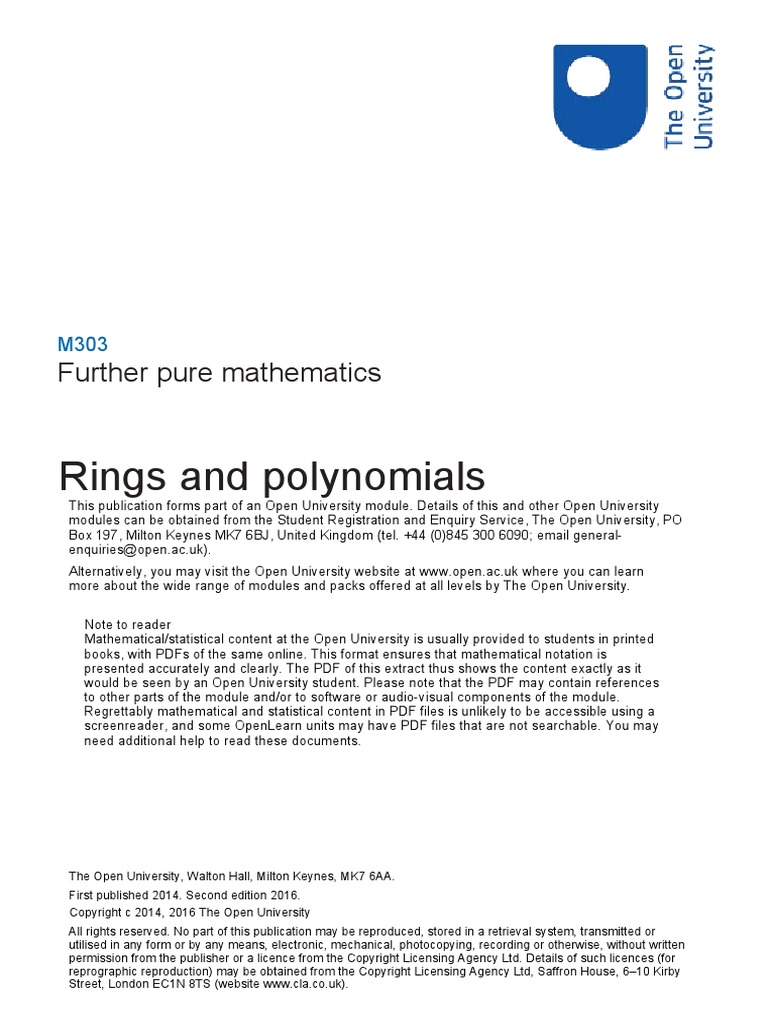 Rings of Polynomials | PDF | Ring (Mathematics) | Multiplication