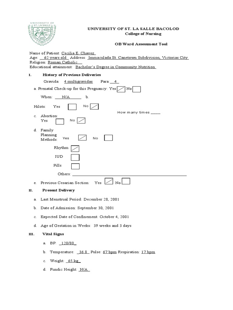 University of St. La Salle Bacolod College of Nursing OB Ward ...