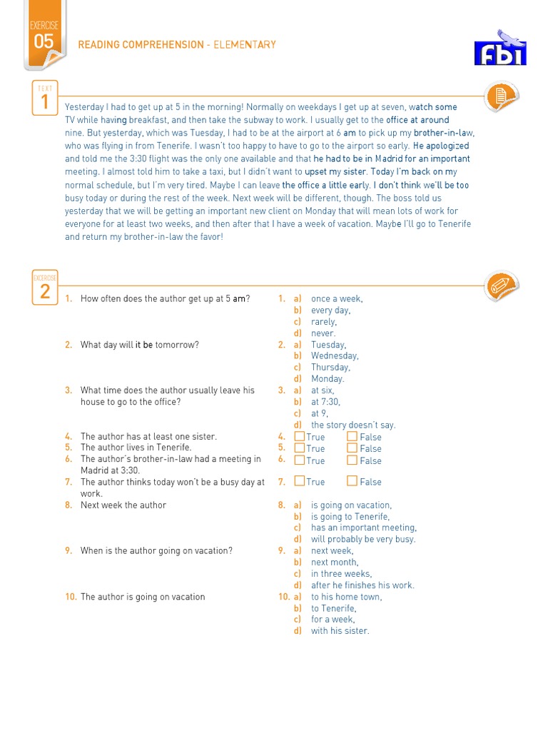 Reading Comprehension 05 (Beginner Level) | PDF