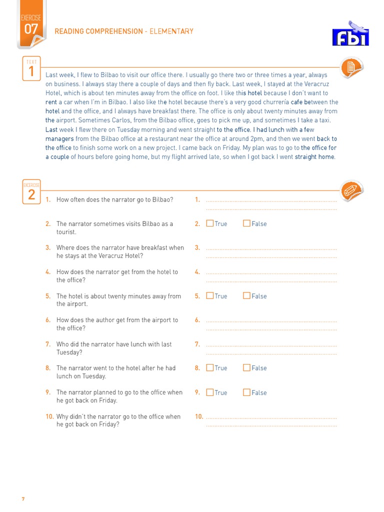 Reading Comprehension 07 (Beginner Level) | PDF