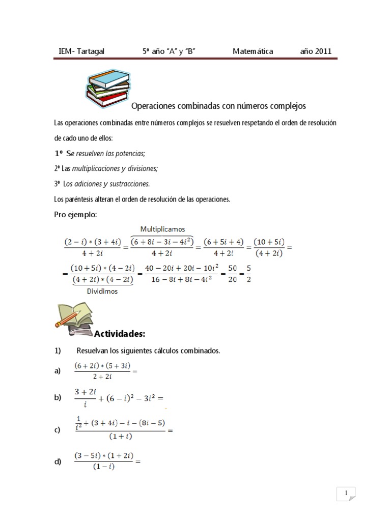 Operaciones Combinadas Con Complejos | PDF