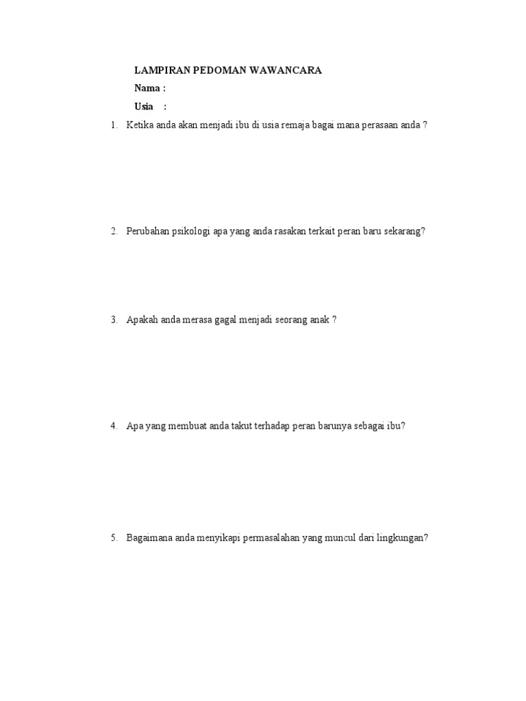 Lampiran Pedoman Wawancara | PDF