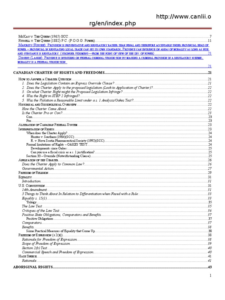 Canadian Constitutional Law | PDF | United States Constitution | Legal ...