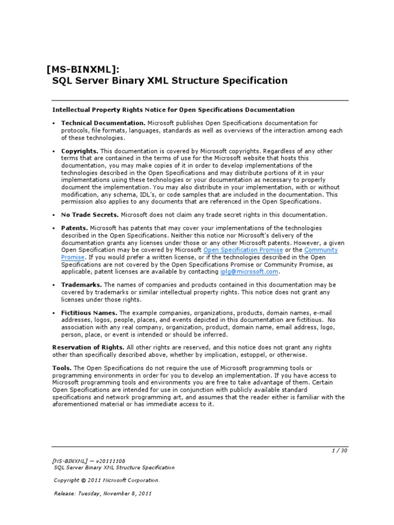 Ms Binxml Sql Server Binary Xml Structure Specification Open Specification Promise 0382