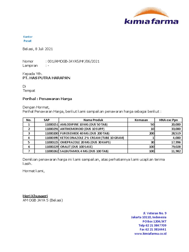 Harga Produk Kimia Farma | PDF