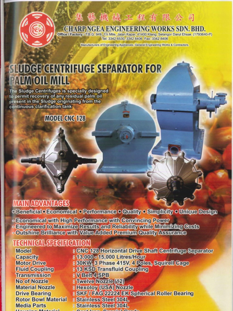 CNC 128 Centrifuge High-Performance Sludge Separator | PDF | Electric ...