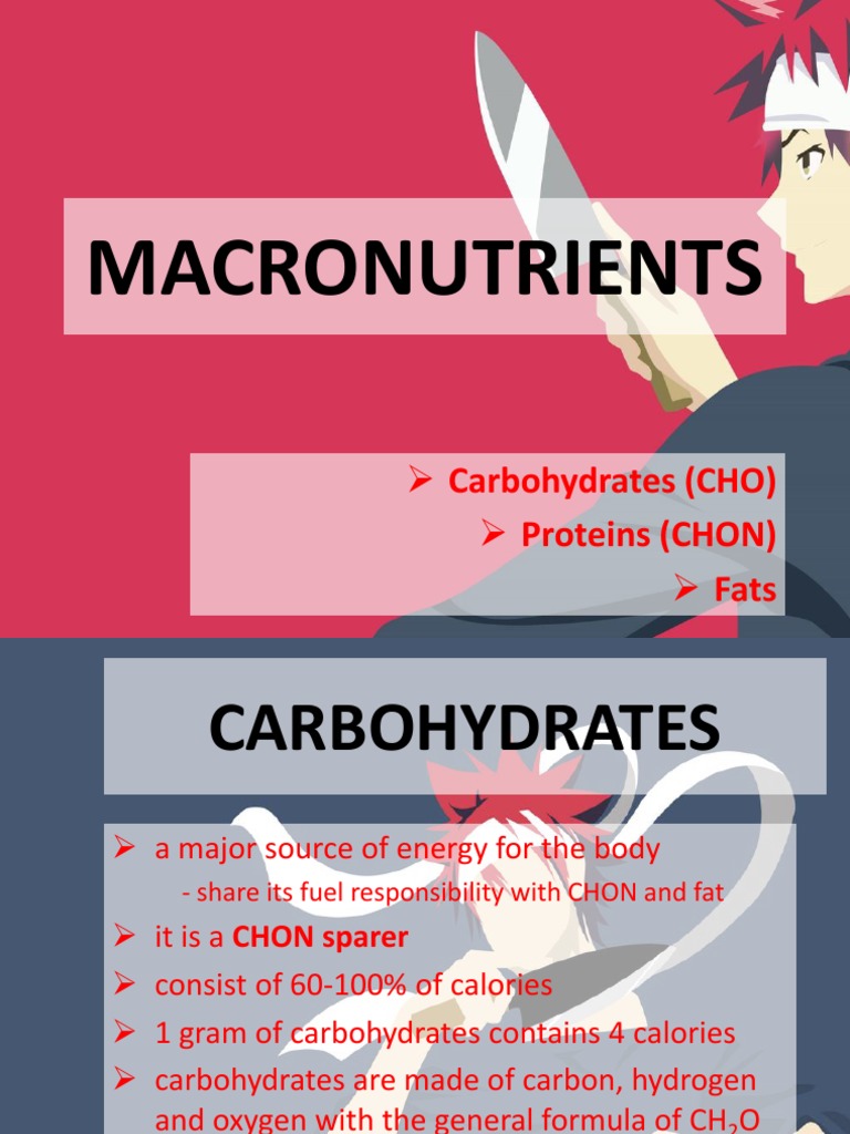 Macronutrients: Carbohydrates (CHO) Proteins (CHON) Fats | PDF | Diet ...