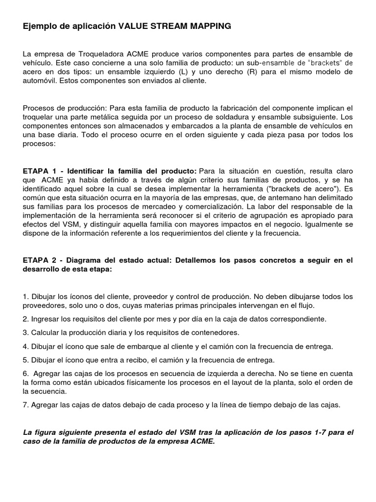 Ejemplo de Aplicación VALUE STREAM MAPPING | PDF | Acero | Marketing