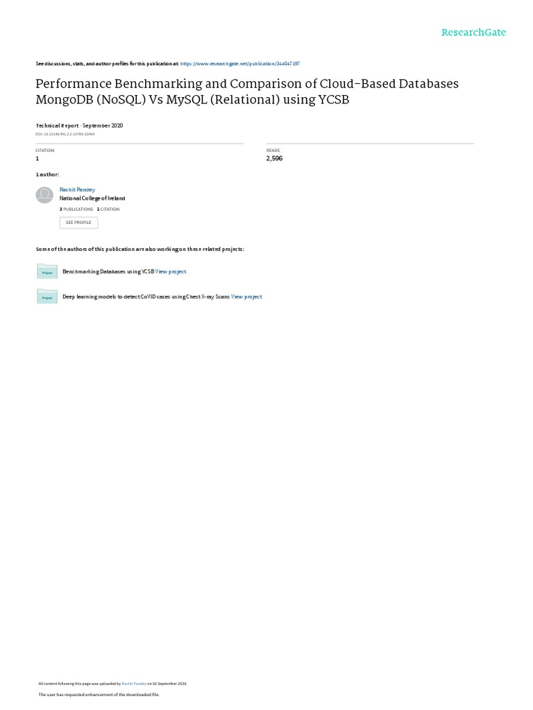 Performance Benchmarking And Comparison Of Cloud Based Databases Mongodb Nosql Vs Mysql