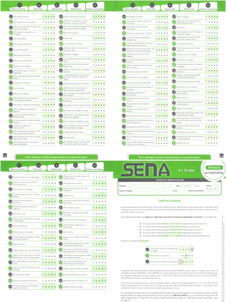 SENA 8 A 12 Años - Autoinforme | PDF