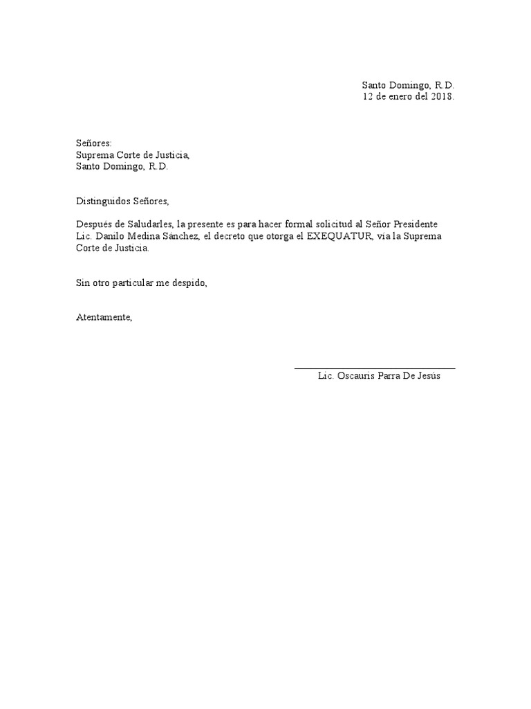 Solicitud de Exequatur | PDF