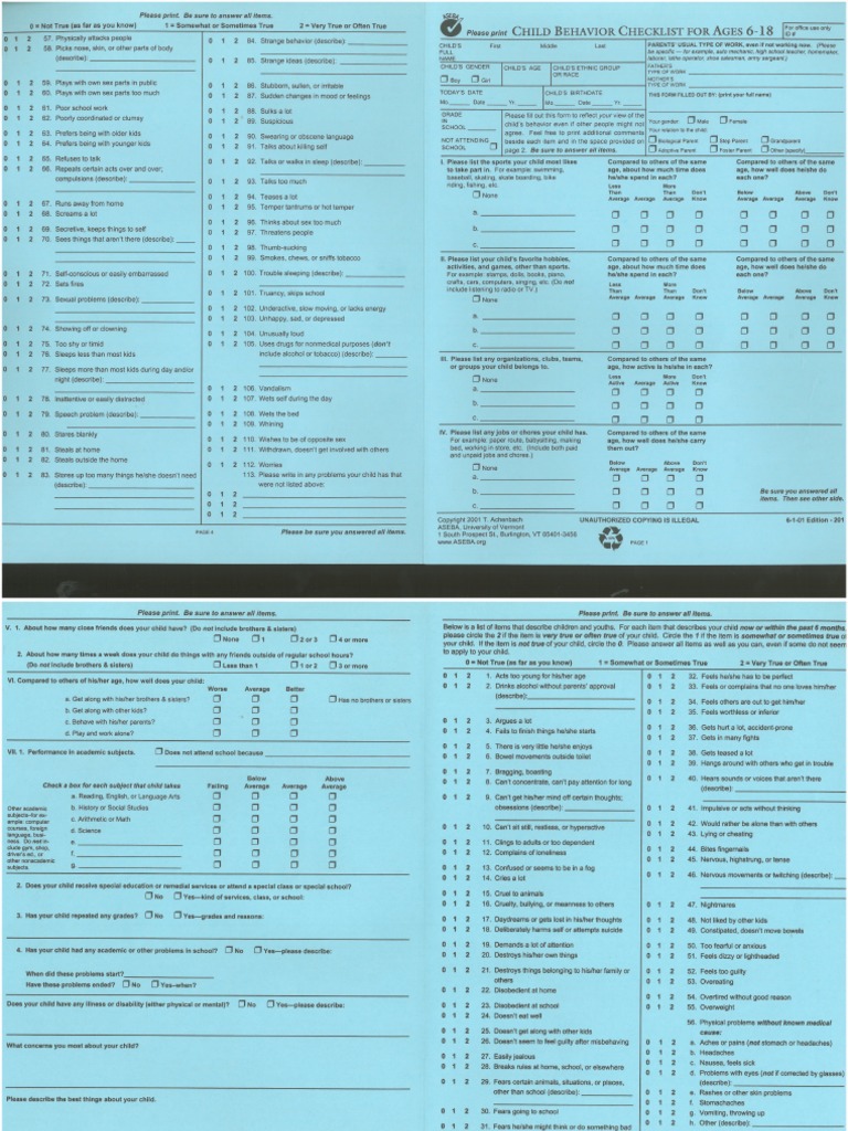 CBCL 6 A 18 Años | PDF