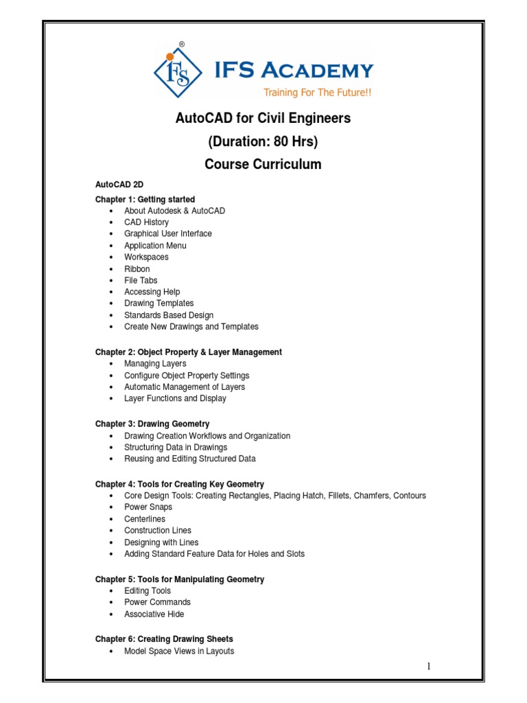 Autocad For Civil Engineers (Duration: 80 HRS) Course Curriculum | PDF ...