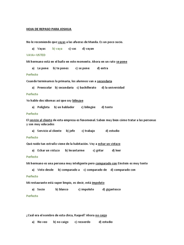 Hoja de Repaso de Gramática Española | PDF | Gramática | Lingüística