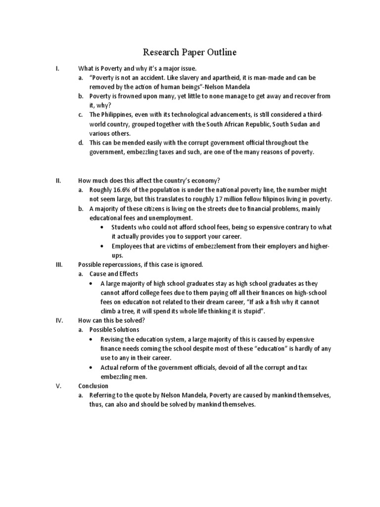 Research Paper Outline | PDF | Poverty | Poverty & Homelessness