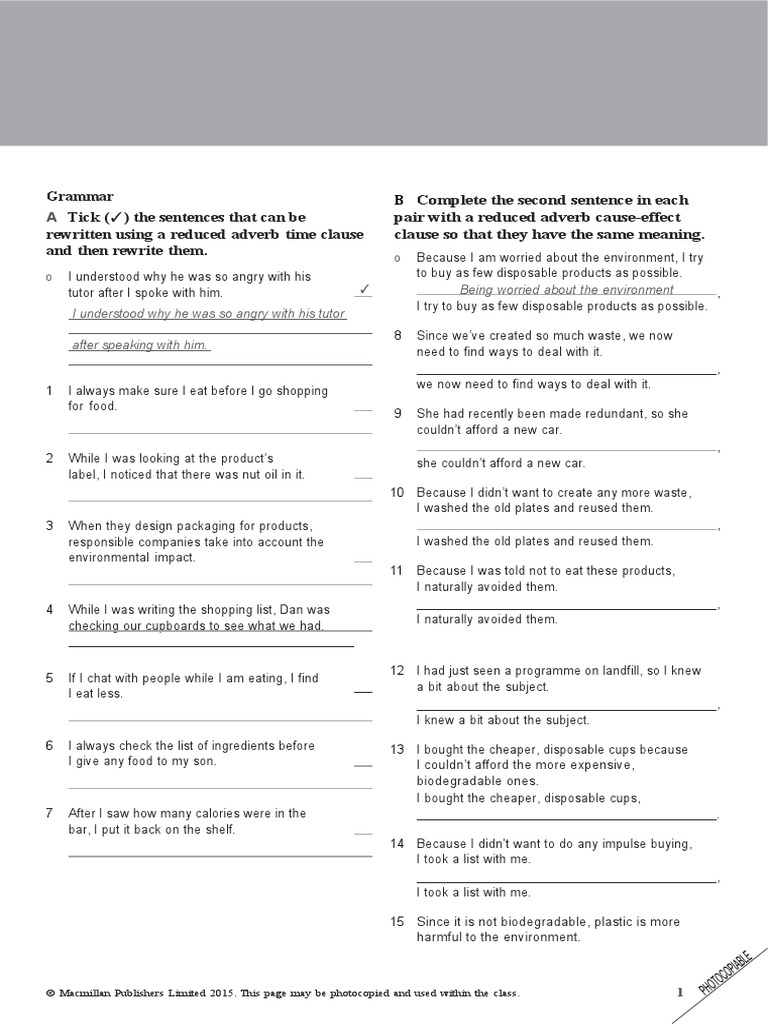 Grammar and Vocabulary Test A | Download Free PDF | Subject (Grammar ...