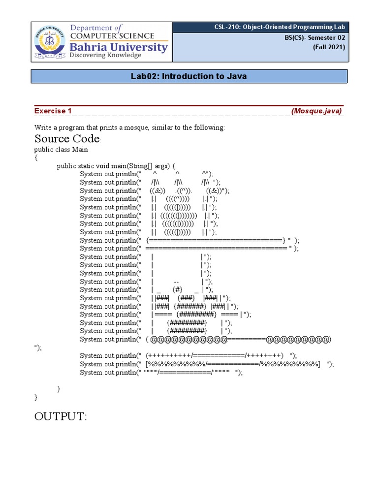 Source Code: Lab02: Introduction To Java | Download Free PDF | Java (Programming Language ...