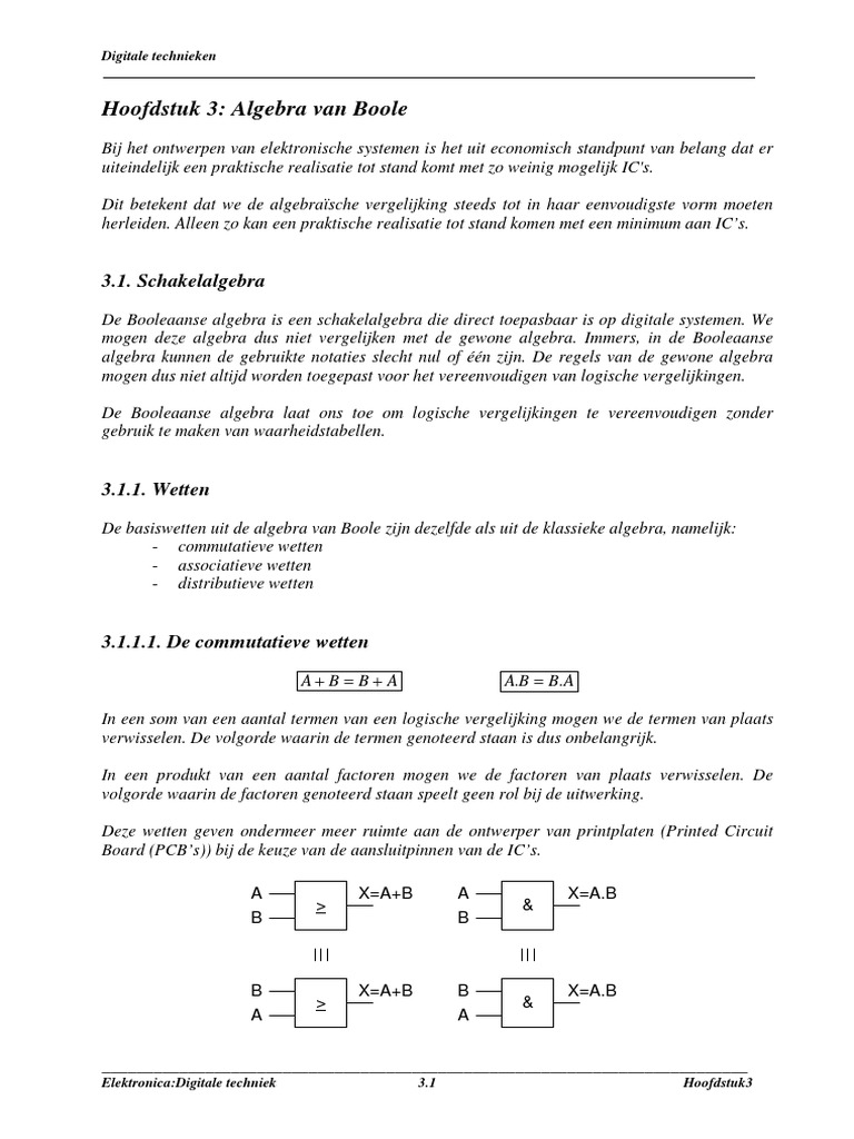 Hoofdstuk 3 Boole Algebra | PDF