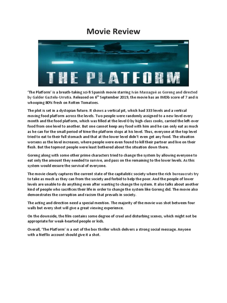 The Platform - Movie Review | PDF
