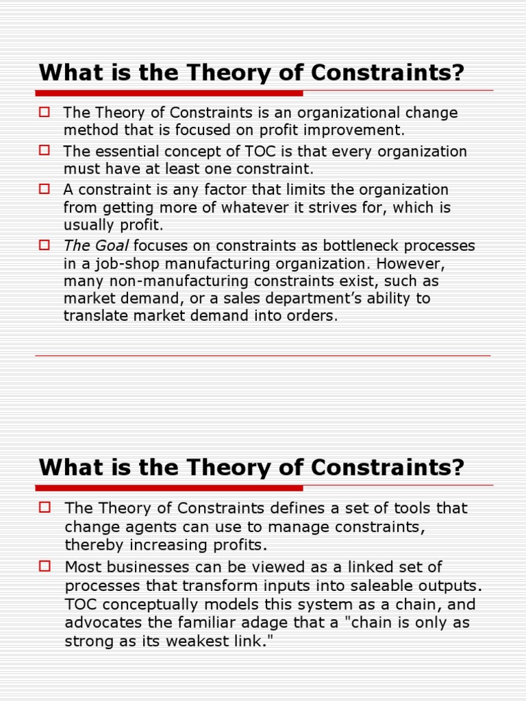 What Is The Theory of Constraints?: The Goal Focuses On Constraints As ...