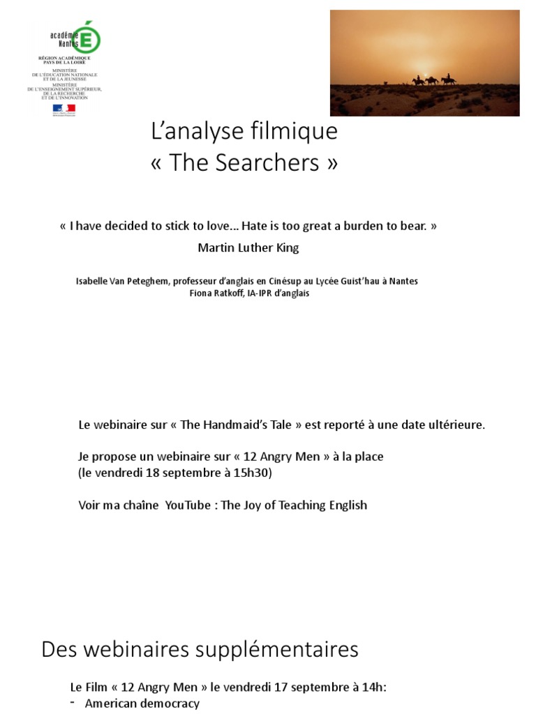 Analyse Filmique The Searchers | PDF | Cinématographie