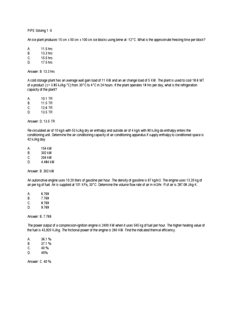 PIPE Solving 1-5 | PDF | Pressure | Enthalpy