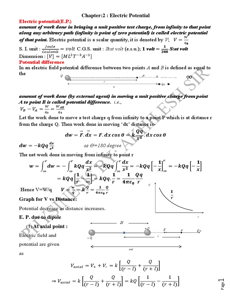 Electric Potential | PDF | Potential Energy | Electric Field