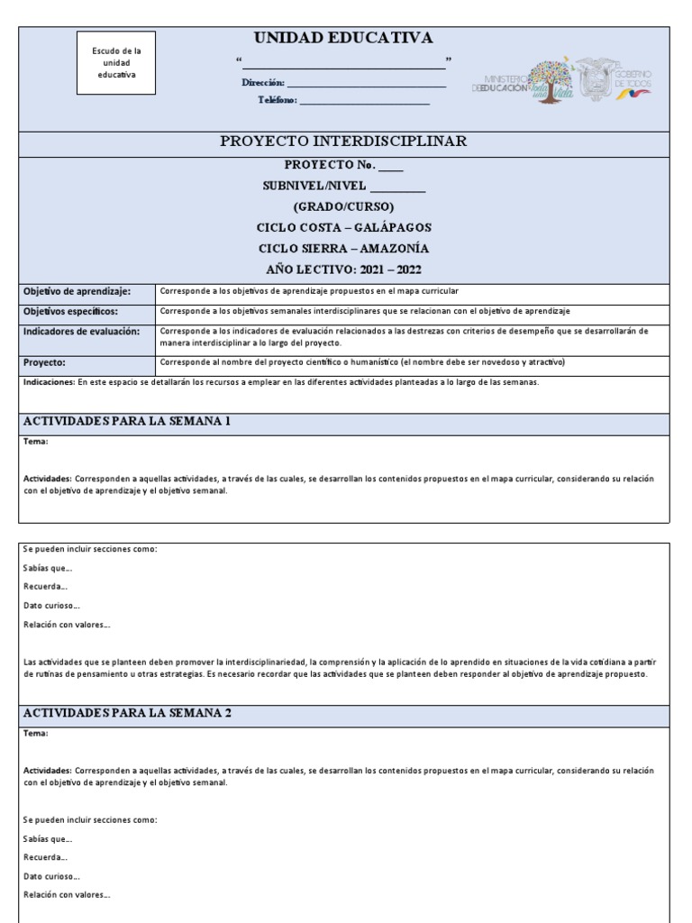 Formato Proyecto Interdisciplinar 2021-2022 | PDF | Aprendizaje | Evaluación