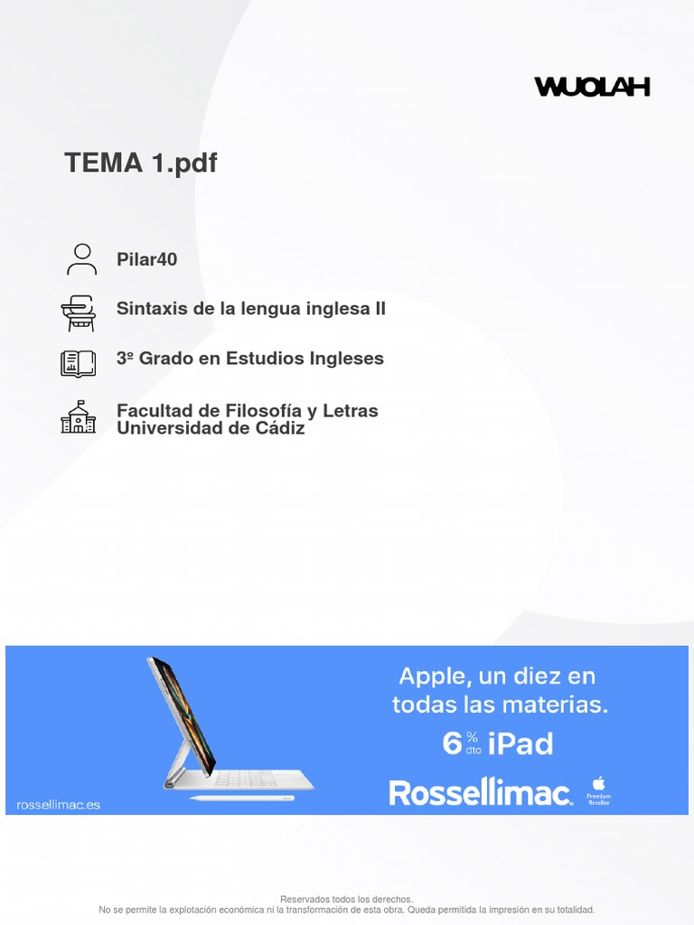 TEMA 1.pdf: Pilar40 | PDF | Object (Grammar) | Grammar
