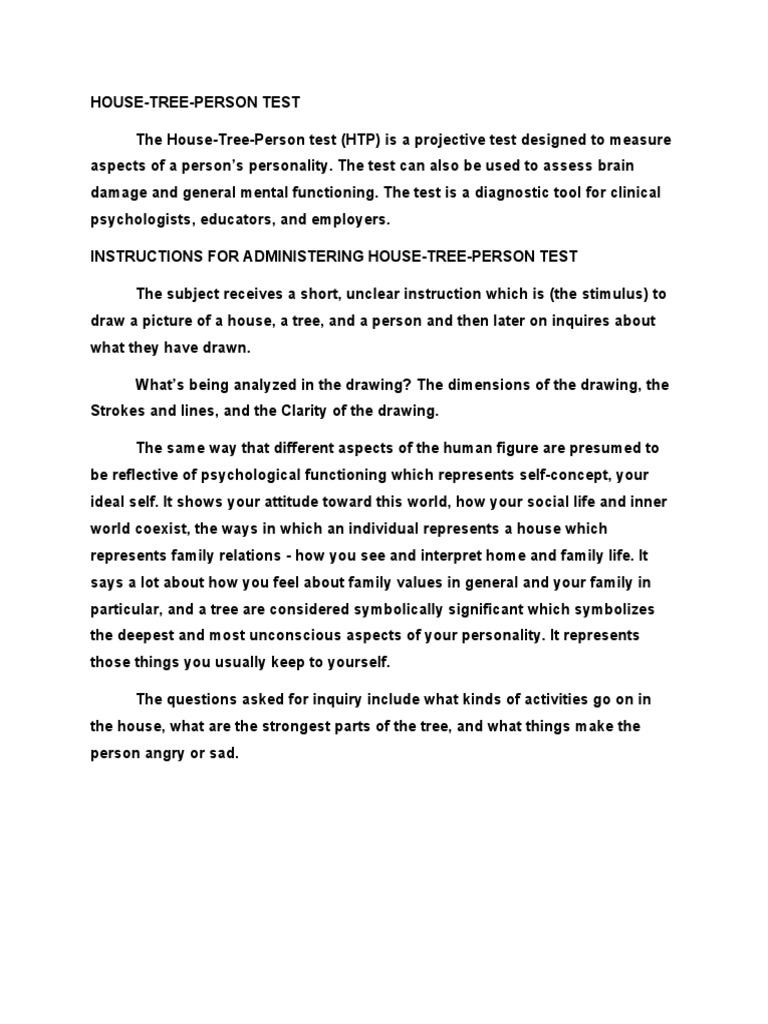 House-Tree-Person Test (Reporting) | PDF