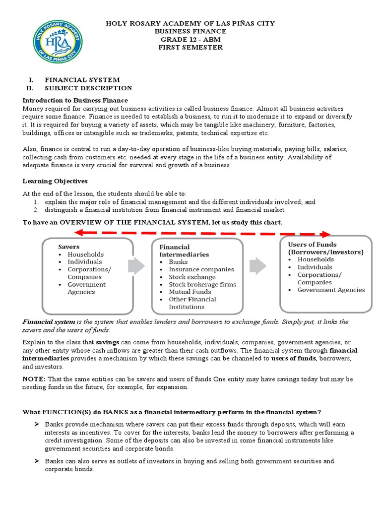 Business Finance Lesson 1 Financial System | PDF | Stocks | Securities ...
