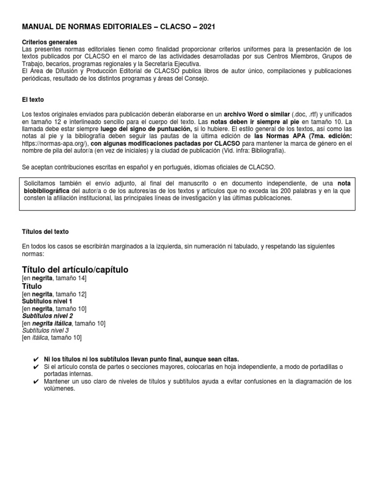 Manual de Normas Editoriales - 2021 | PDF | Estilo apa | Citación