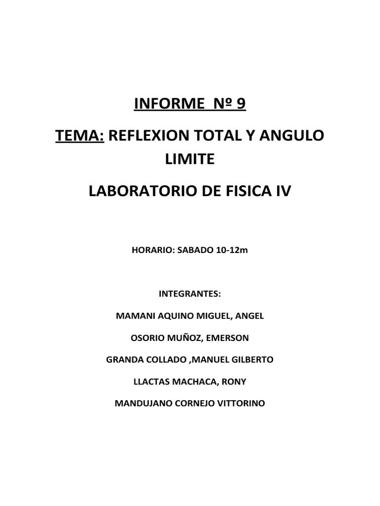 Reflexion Total y Angulo Limite | PDF | Refracción | Reflexión (Física)