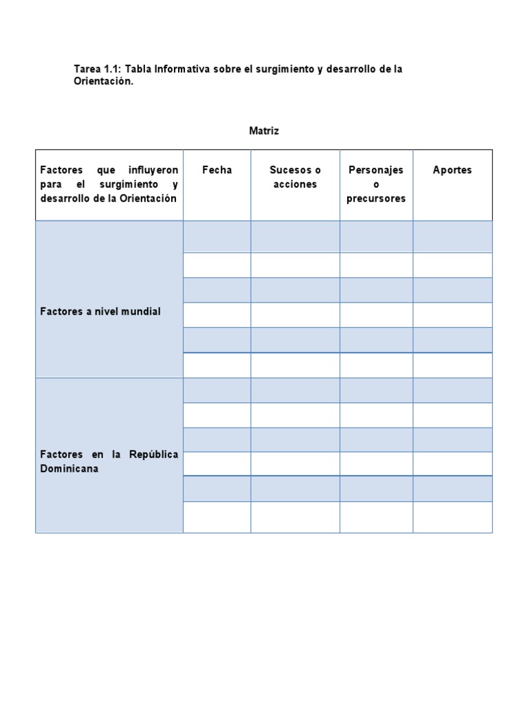 Matriz Tarea 1.1 Tabla Informativa | PDF