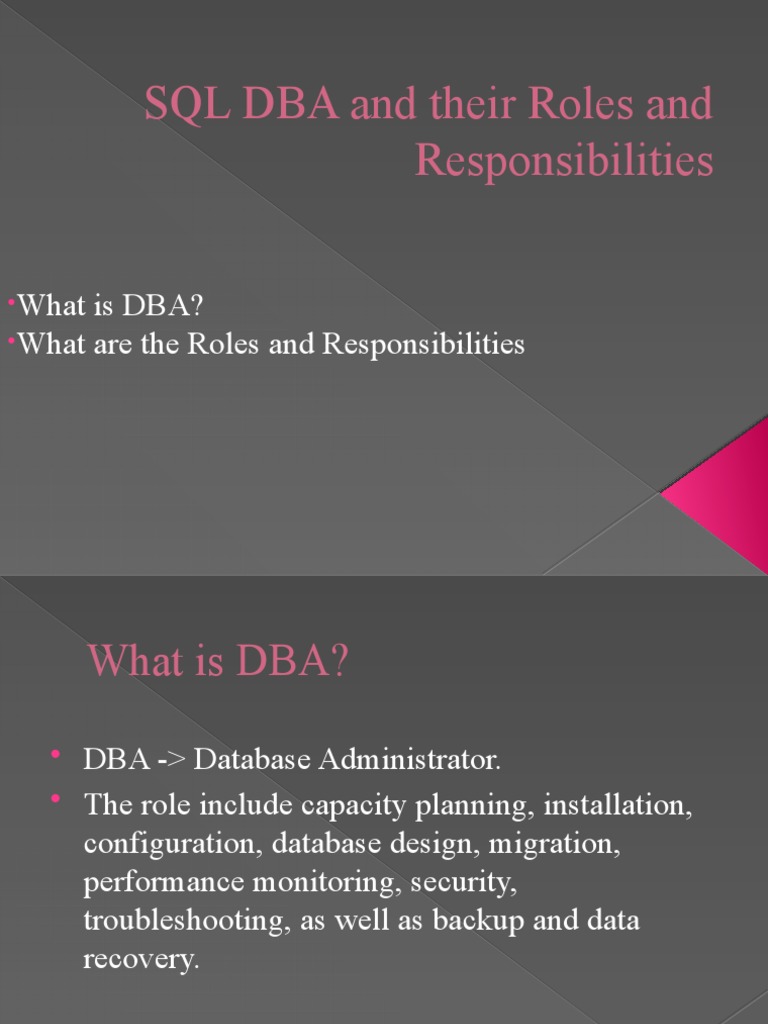 3.1 02 - What Is SQL DBA and Their Roles and Responsibilities | PDF ...