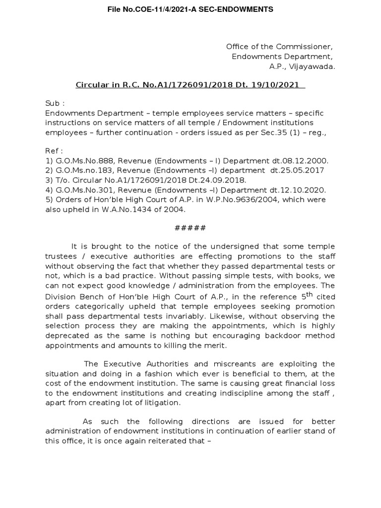 Circular Instructions - Service Matters | PDF